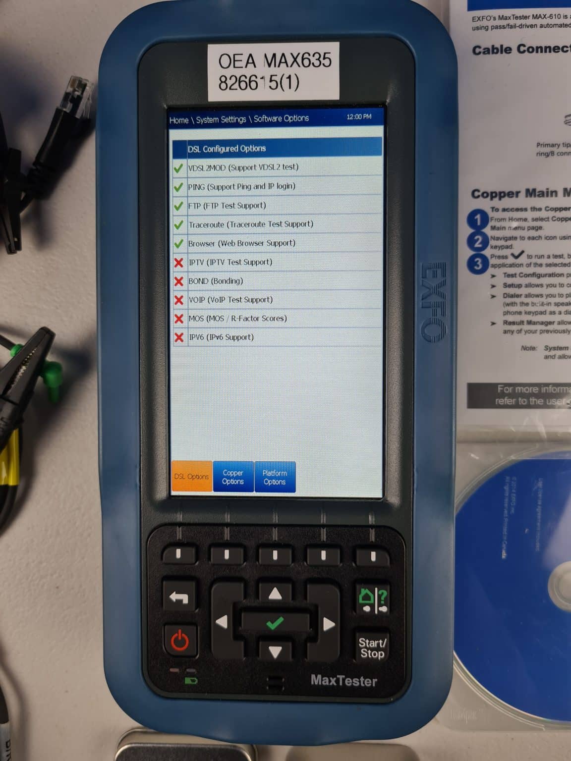 EXFO MAX-635 MaxTester ADSL2 VDSL2 Copper