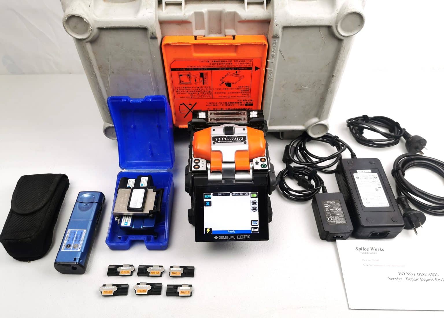 Sumitomo Type 71M12 Ribbon Splicer with FC-6S Cleaver and JR-6 Hot jack ...
